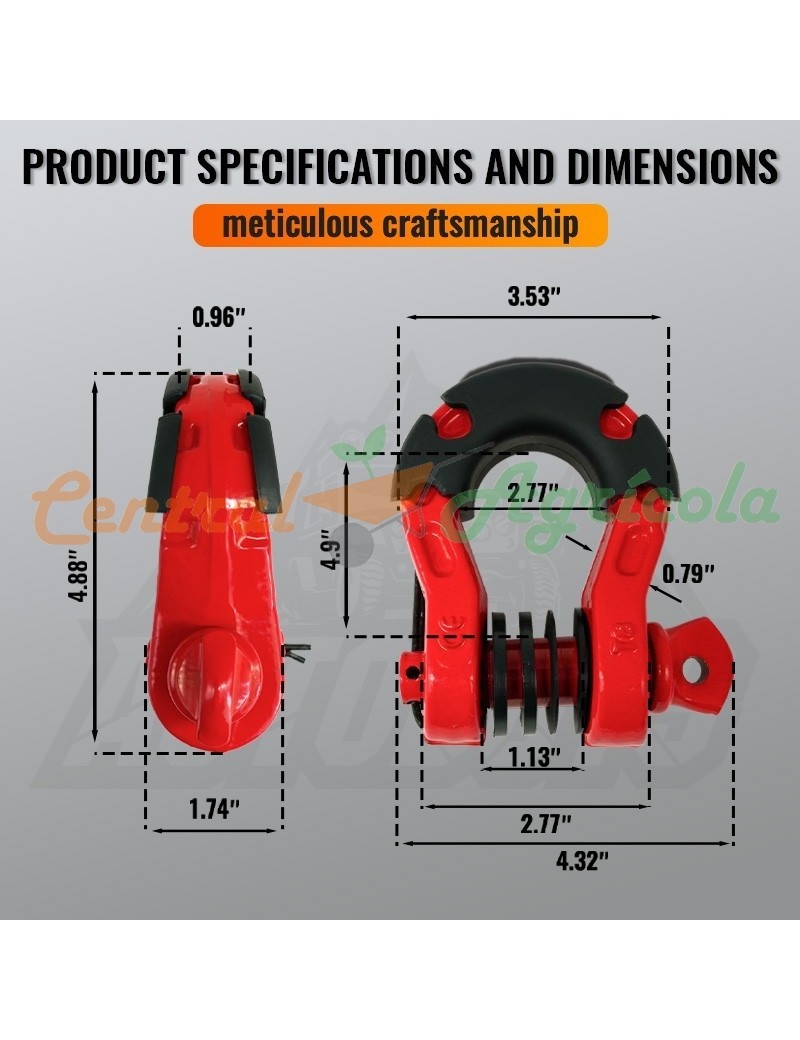 Kit Grilletes Para Remolque Anillo En D 3/4" Soporta 8 Toneladas