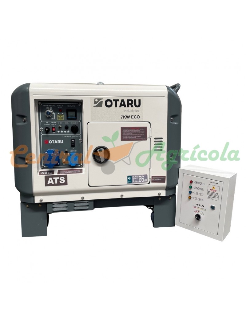 Generador Diesel 7kw Insonorizado 66dB Monofásico con ATS Otaru Control ...