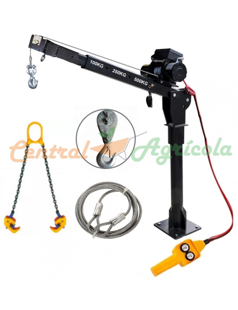 Tecle Grúa Pluma 12v Portátil Capacidad 500 Kg levante con winche y ...