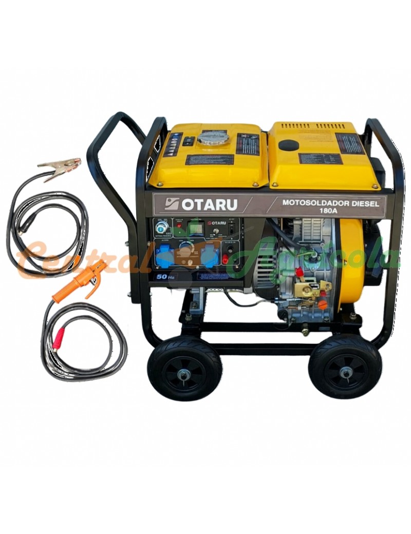 Motosoldador Diesel 180A Monofásico Otaru Generador 2KW con Ruedas