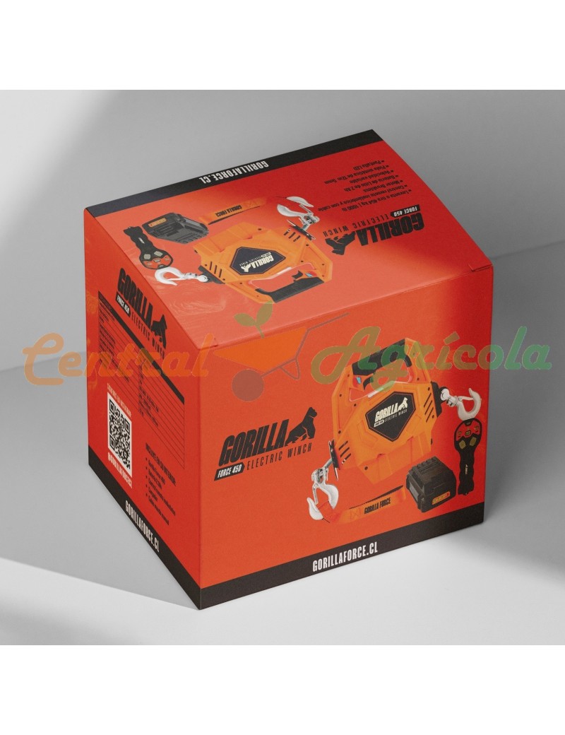 Gorilla Force 450 Winche cabrestante eléctrico portátil capacidad 450 kg piola sintética 2 ...