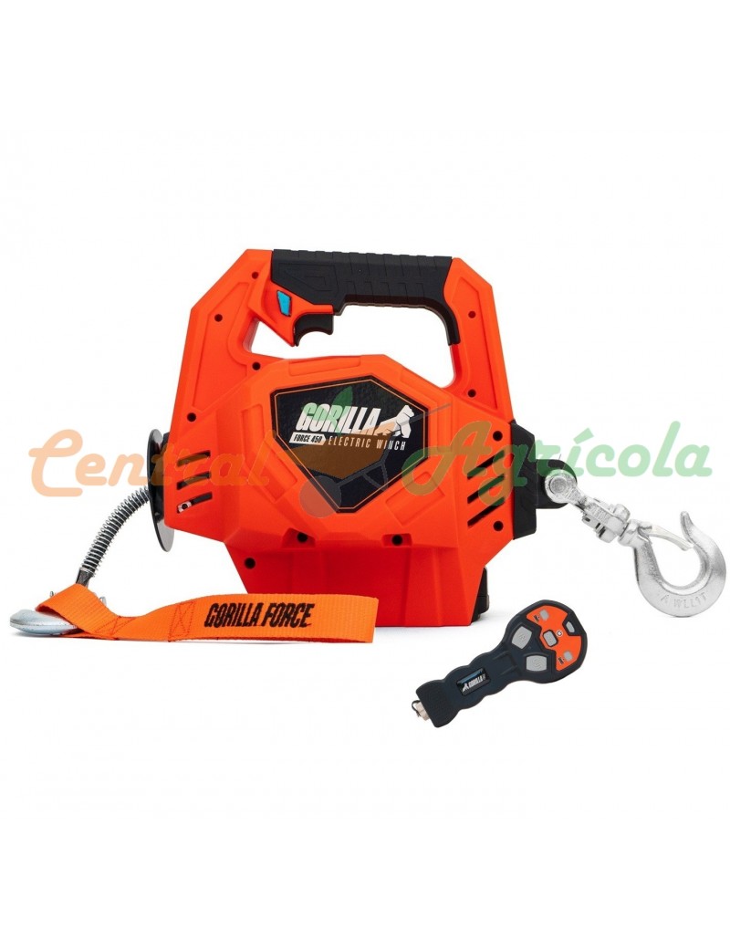 Gorilla Force 450 Winche cabrestante eléctrico portátil capacidad 450 kg piola sintética 2 ...